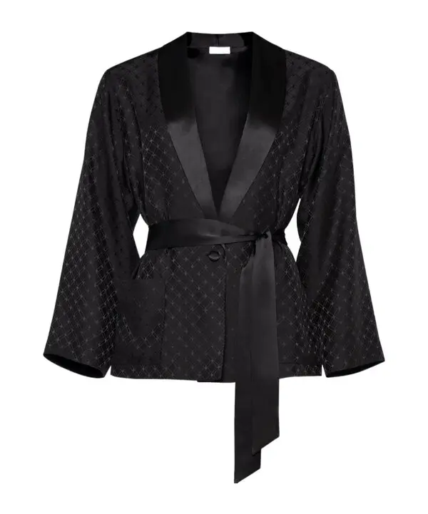 ERES Velours Geometric-pattern Lounge Cardigan - Black