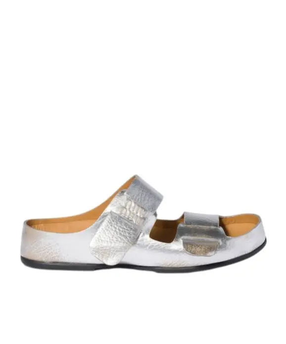Miu Miu Bleached Leather Open Toe Sandals - Silver