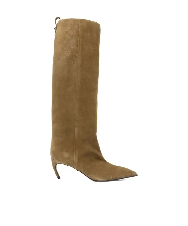 Attico 70mm Sculpted Heel Pointed Toe Leather Boots - No