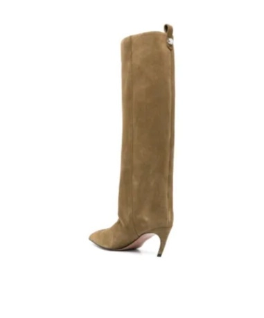 Attico 70mm Sculpted Heel Pointed Toe Leather Boots - No