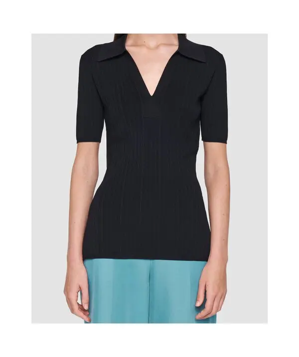 JOSEPH Ribbed Polo-neck Top