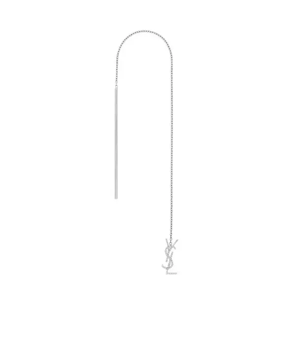 Saint Laurent Cassandre Drop Earring In 18k Grey Gold And Diamonds