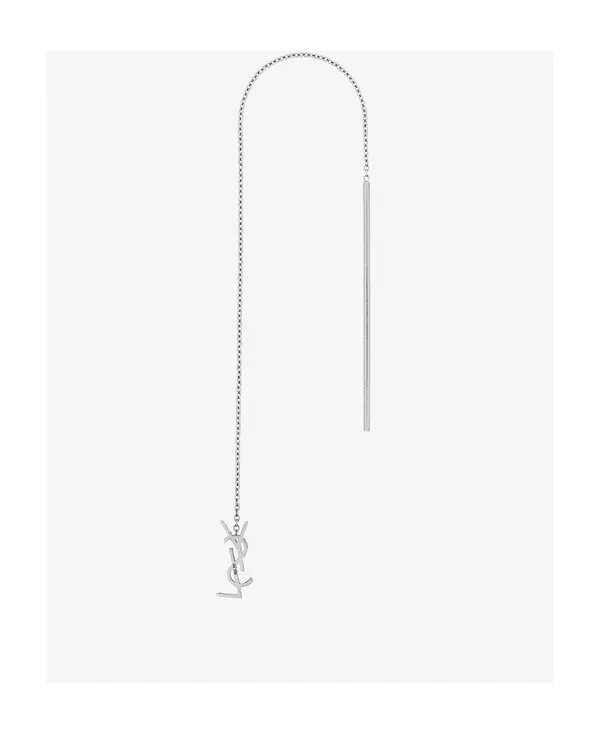 Saint Laurent Cassandre Drop Earring In 18k Grey Gold And Diamonds