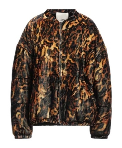 Isabel Marant Étoile Leopard Print Velvet Padded Coat - Black