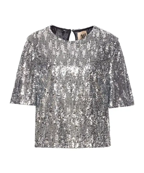 ANIYE BY Sequin Embellished Short-sleeve Top - Gray