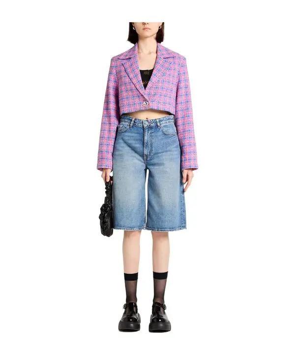 GANNI Plaid Single-breasted Blazer