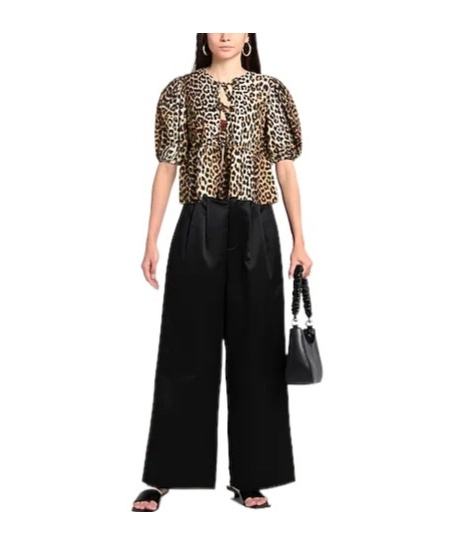 GANNI Leopard Print Peplum Shirt - Multicolor