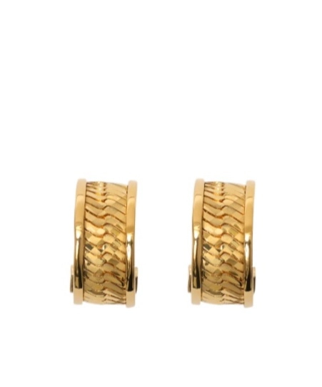 Burberry Engraved Check Hoop Earrings - Gold