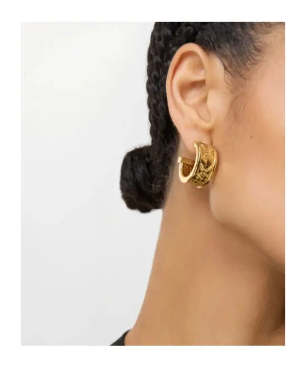 Burberry Engraved Check Hoop Earrings