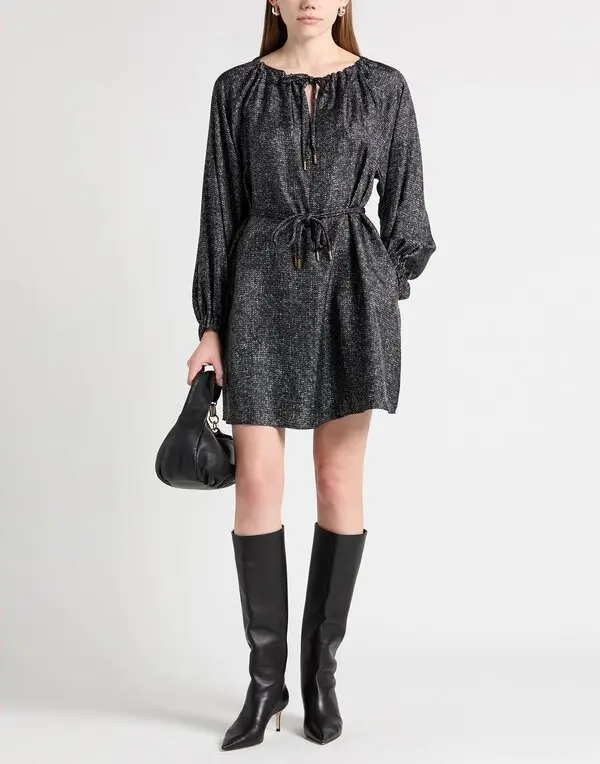 Max Mara Long Sleeve Tie Neck Dress With Pocket Detail