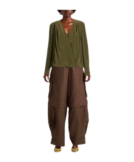 Max Mara Solid Color Chiffon Long-sleeve Top