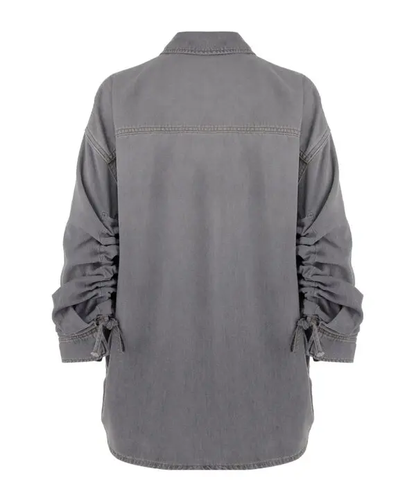 DARKPARK Gathered-sleeve Denim Shirt - Gray