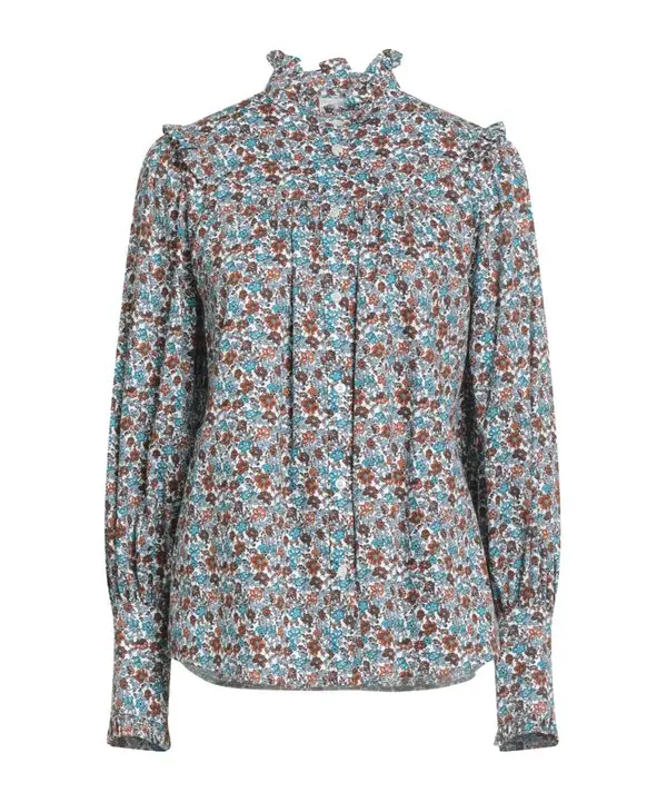 Max Mara Floral Print Ruffled High-neck Blouse