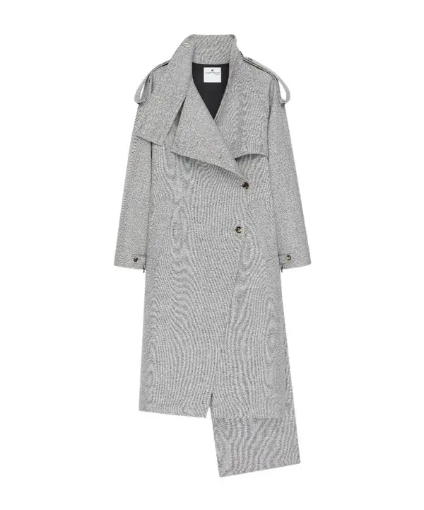 COURREGES Oblique Asymmetric Wool Coat - Gray