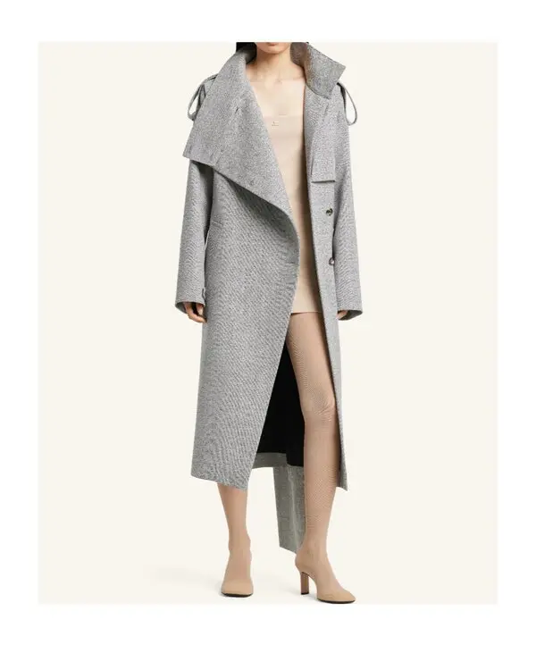 COURREGES Oblique Asymmetric Wool Coat - Gray