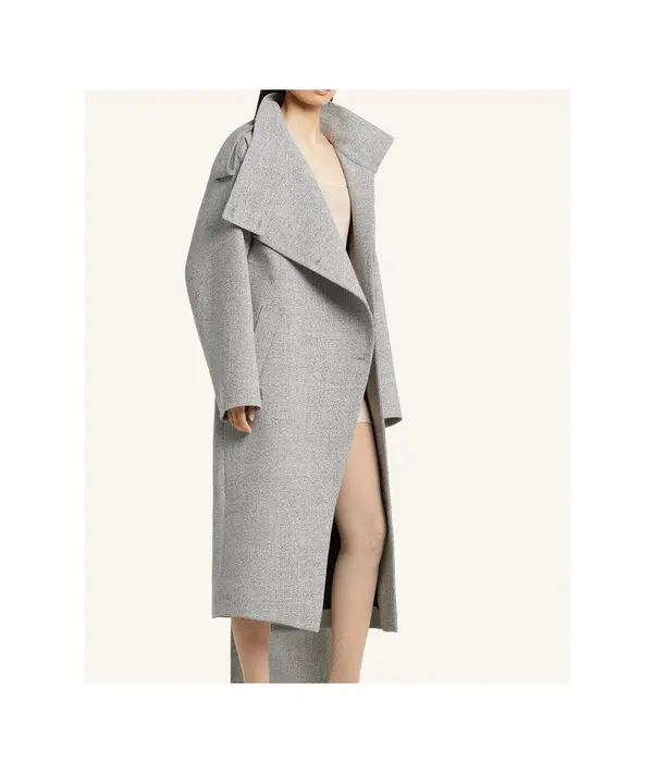 COURREGES Oblique Asymmetric Wool Coat - Gray