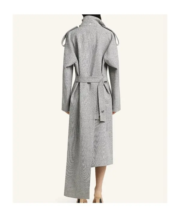 COURREGES Oblique Asymmetric Wool Coat - Gray