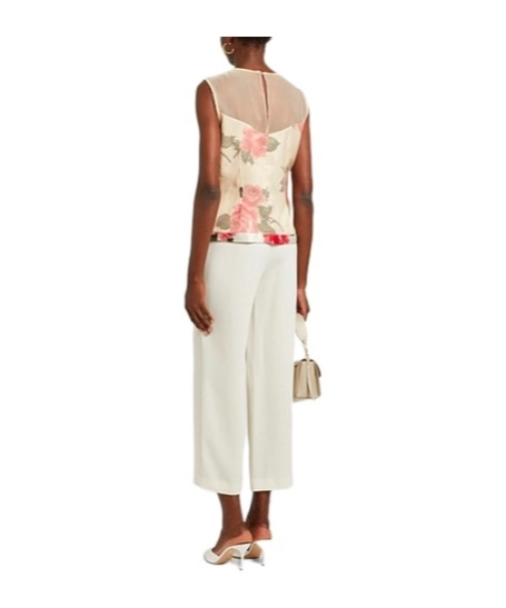 MAISON MARGIELA Sleeveless Floral Print Organza Top