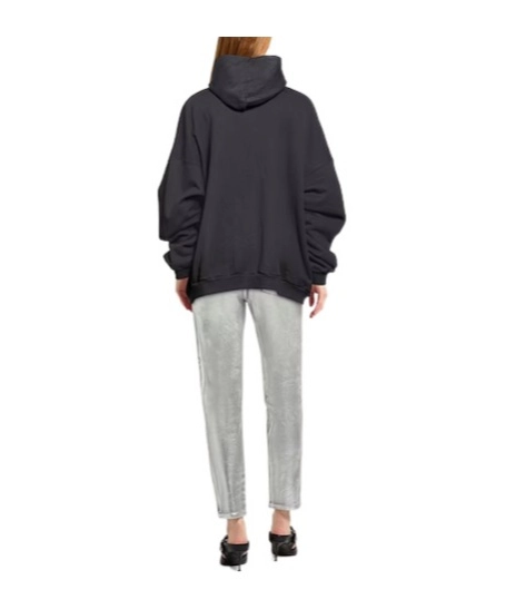 Balenciaga Oversized Hoodie With Graphic Print - Black