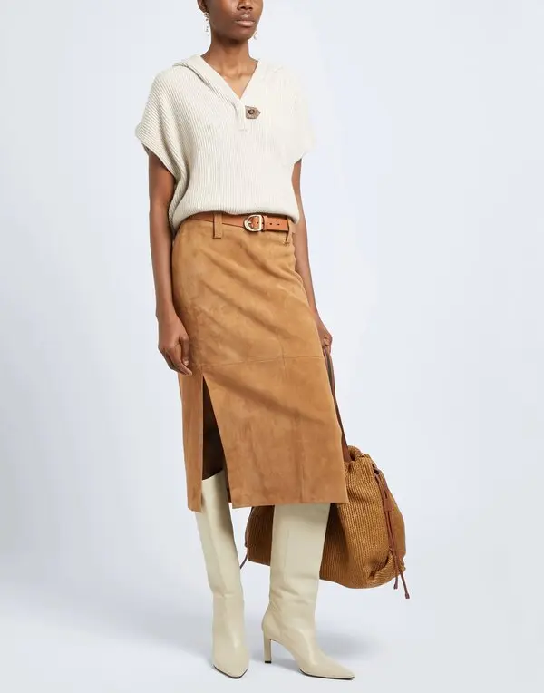 Brunello Cucinelli Fashion Solid Color Short-sleeve Hooded Knit Sweater