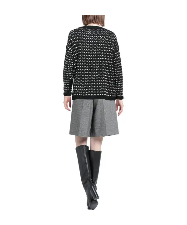 Max Mara Crew-neck Knit Sweater With Silver Trim