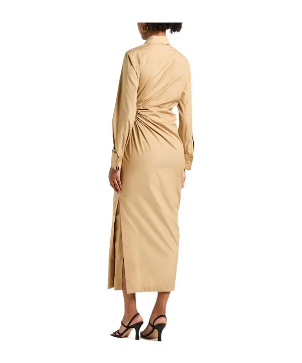 Max Mara Plain Gathered Cutout Shirt Dress - Nude
