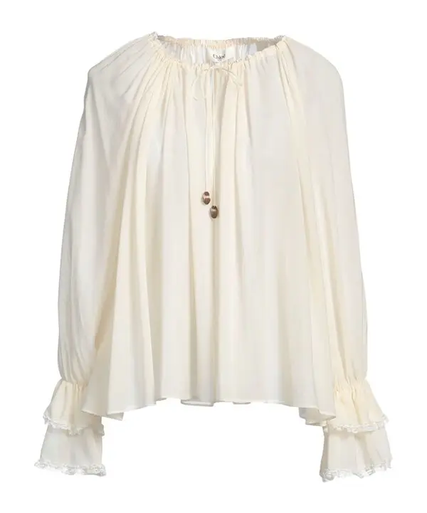 Chloé Bohemian-style Long-sleeve Shirt With Appliqués And Lace Trims