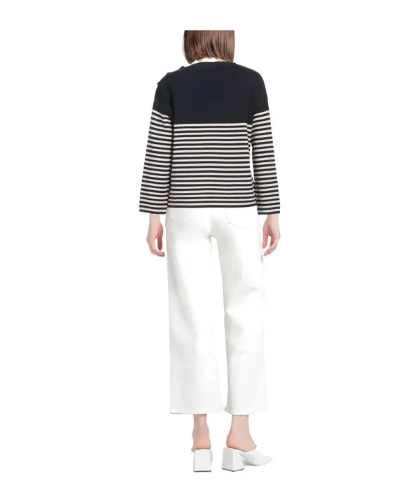 Max Mara Striped Knit Top With Button Detail