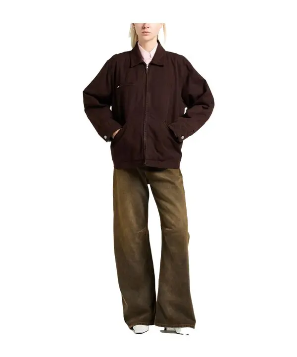 MAISON MARGIELA Dark Brown Zipper Workwear Jacket