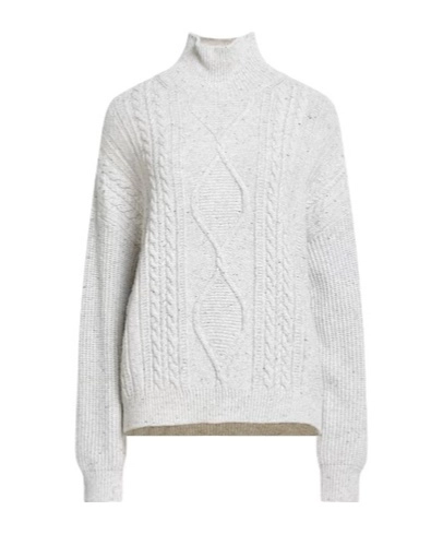 Max Mara Slim-fit Cable Knit Turtleneck Sweater - White