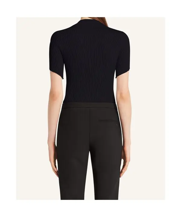 COURREGES Ribbed High-neck Short-sleeve T-shirt - Black