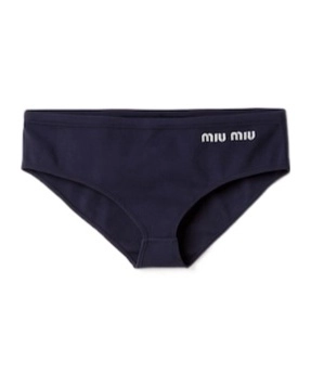 Miu Miu Logo-embroidered Stretched Bikini Bottoms