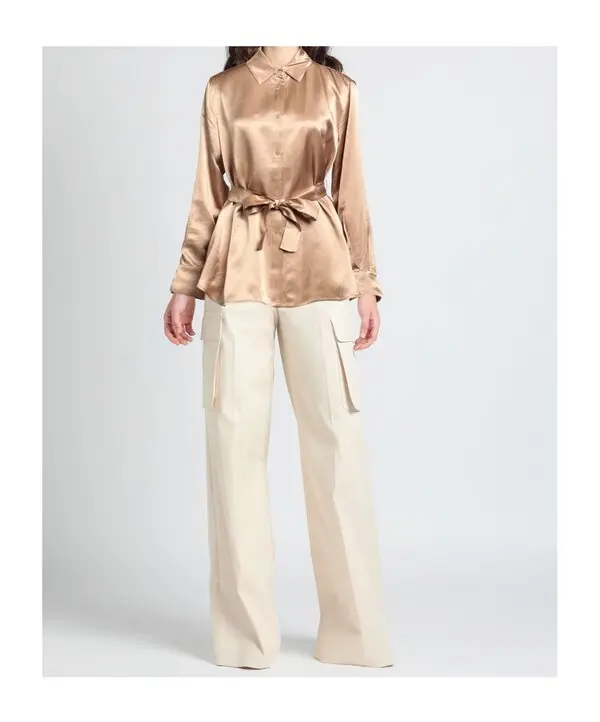 Max Mara Satin Belted Shirt - Sand-colored