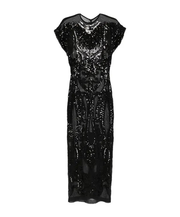 Norma Kamali Sequin-embellished Cap-sleeve Midi Dress