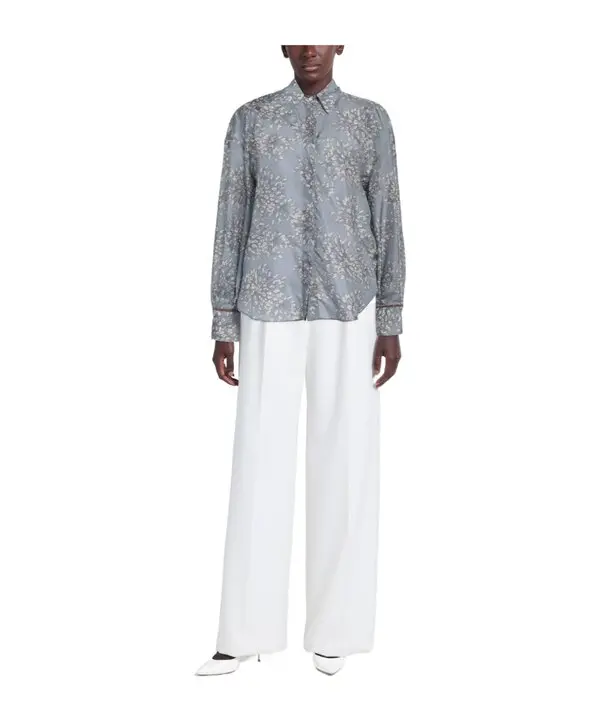 Brunello Cucinelli Satin Floral Shirt