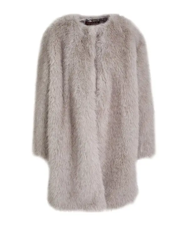 Max Mara Round Neck Faux Fur Coat