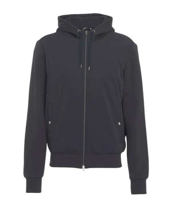 Herno Ribbed Panelled Zip-front Hoodie