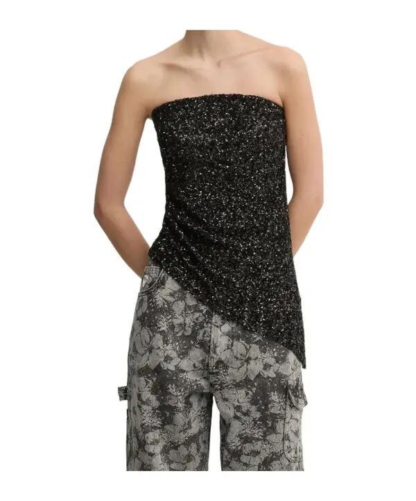 ANIYE BY Sequin Embellished Asymmetrical Strapless Top