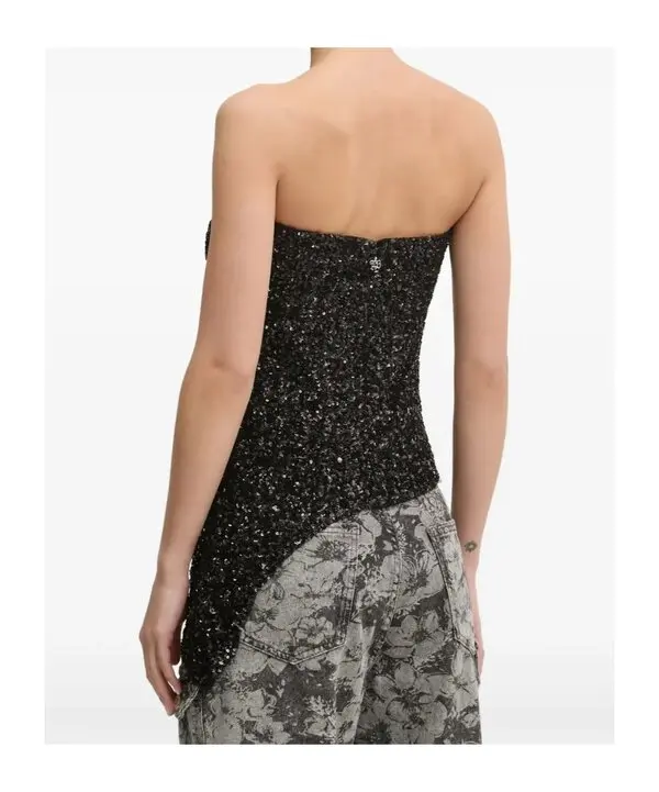 ANIYE BY Sequin Embellished Asymmetrical Strapless Top