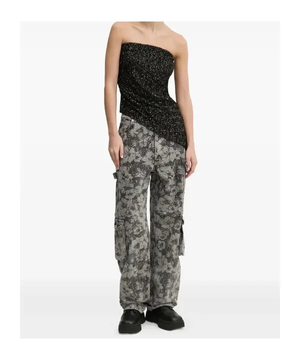 ANIYE BY Sequin Embellished Asymmetrical Strapless Top