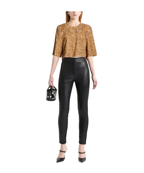 Isabel Marant Étoile Crew-neck Cropped Top With Cork-inspired Print