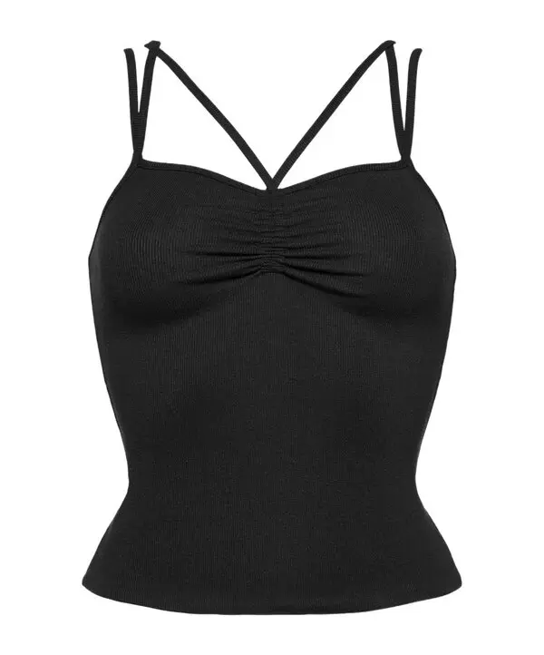 ERES Triple-strap Ruched Ribbed Tank Top