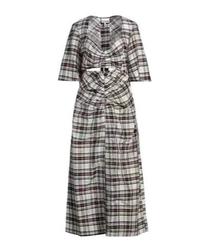 GANNI Plaid Short-sleeve Dress