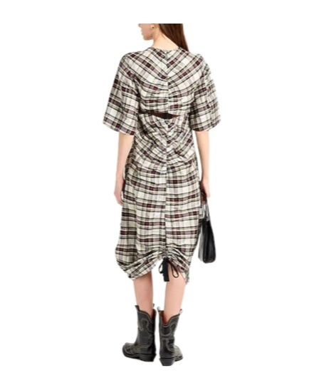 GANNI Plaid Short-sleeve Dress