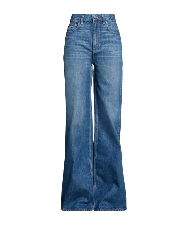 Chloé Loose Fit Jeans With Leather Trim