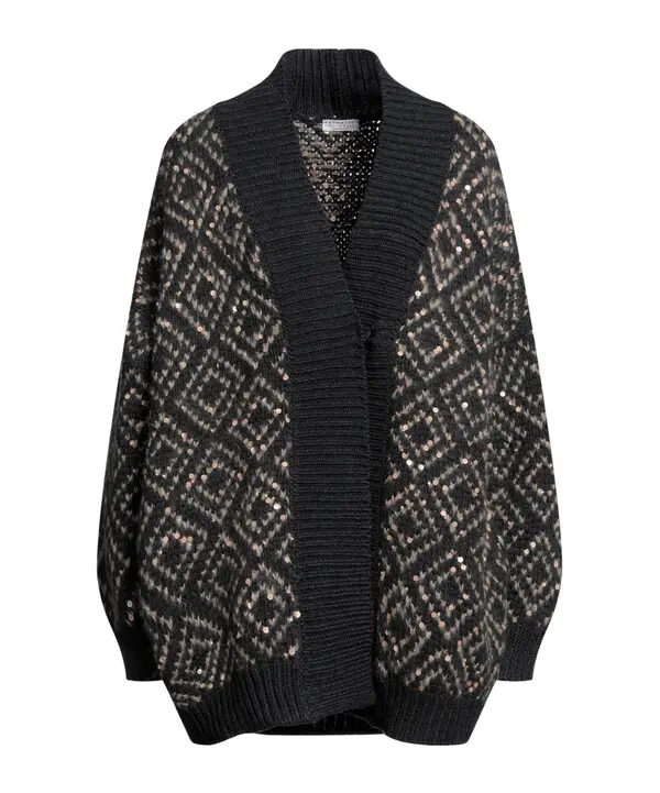 Brunello Cucinelli Argyle Knit Cardigan With Sequins