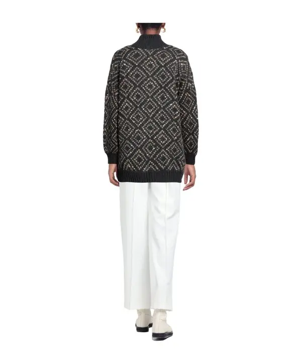 Brunello Cucinelli Argyle Knit Cardigan With Sequins
