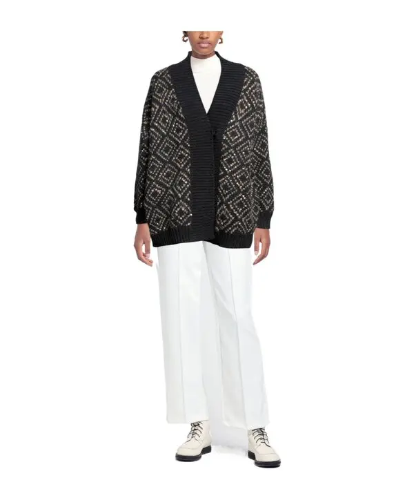 Brunello Cucinelli Argyle Knit Cardigan With Sequins