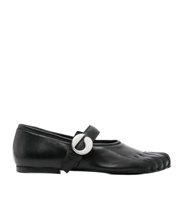 Coperni Five-toe Ballet Flat With Silver Logo Detail - Black