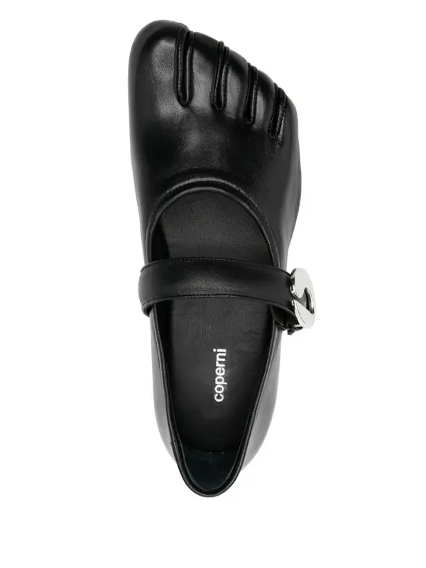 Coperni Five-toe Ballet Flat With Silver Logo Detail - Black